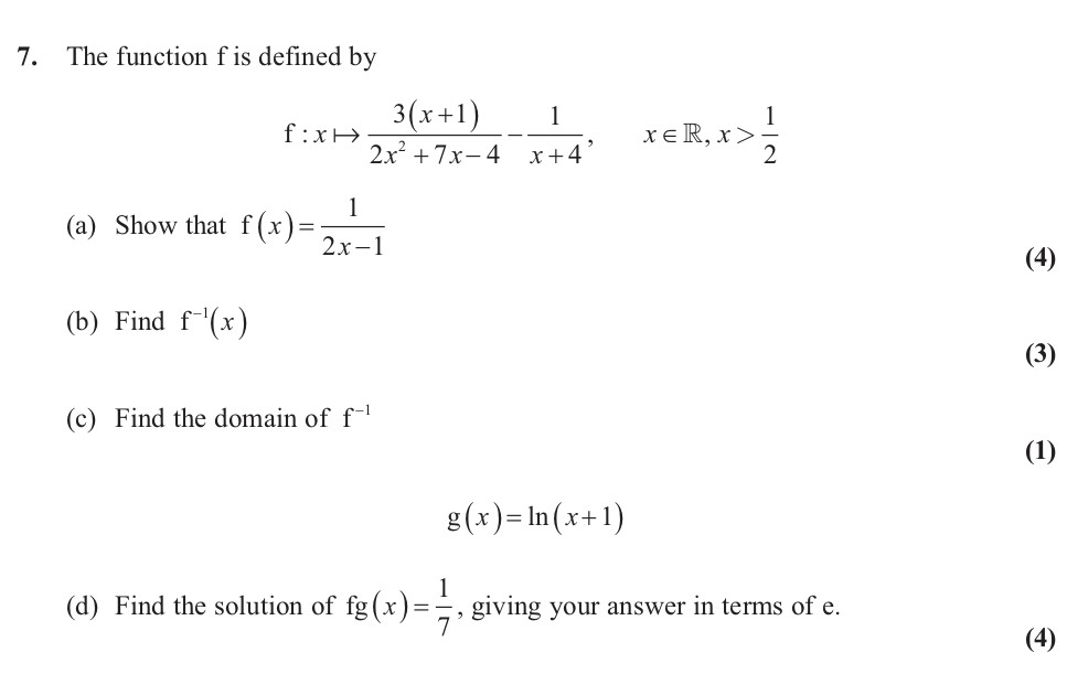 A-Level Edexcel Maths Pure Basic Trigonometry: The function $f$ is defined by